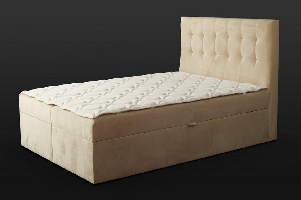 Jvmoebel Bett Chesterfield Bett Beige Schlafzimmer Holzmöbel Design
