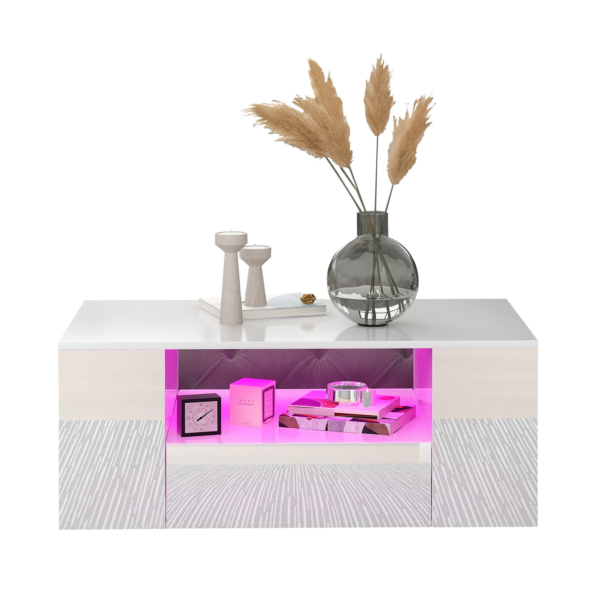 Sweiko Couchtisch Wohnzimmertisch Mit Led Beleuchtung Inkl