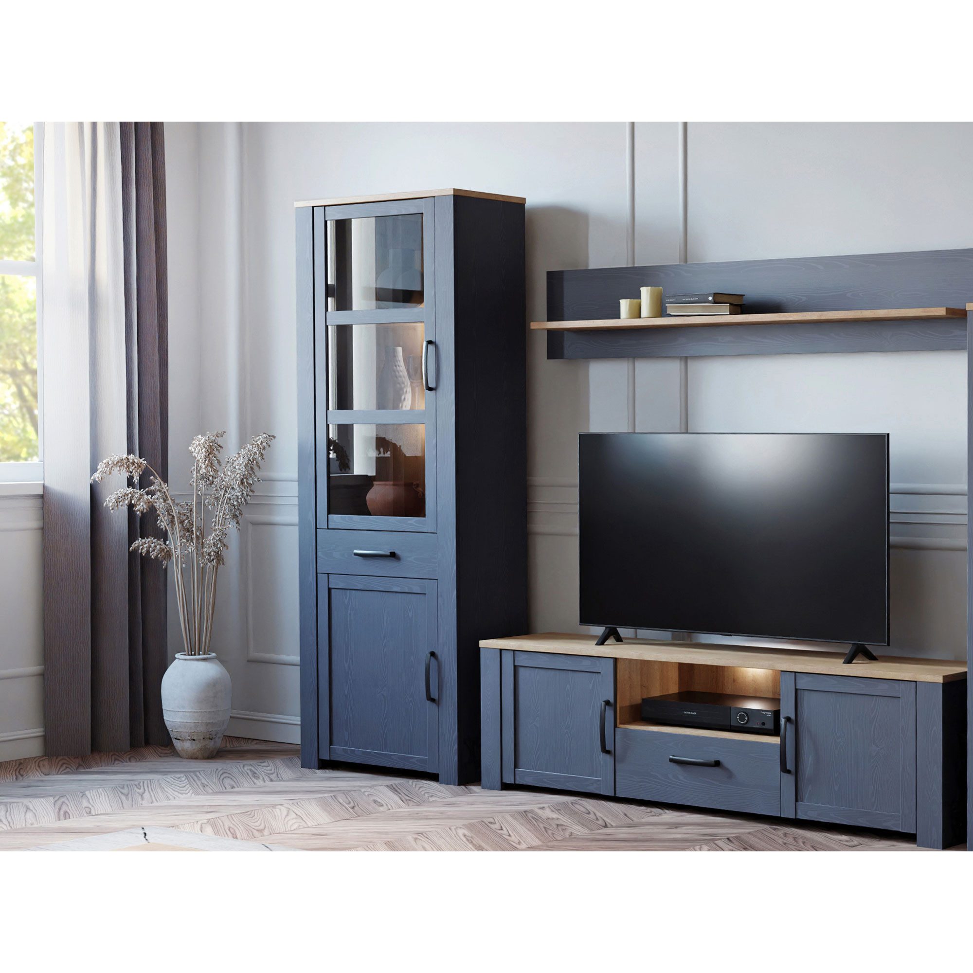 Expendio Wohnwand Bonar 21 Spar Set 3 St Riviera Oak Navy Oak Nb
