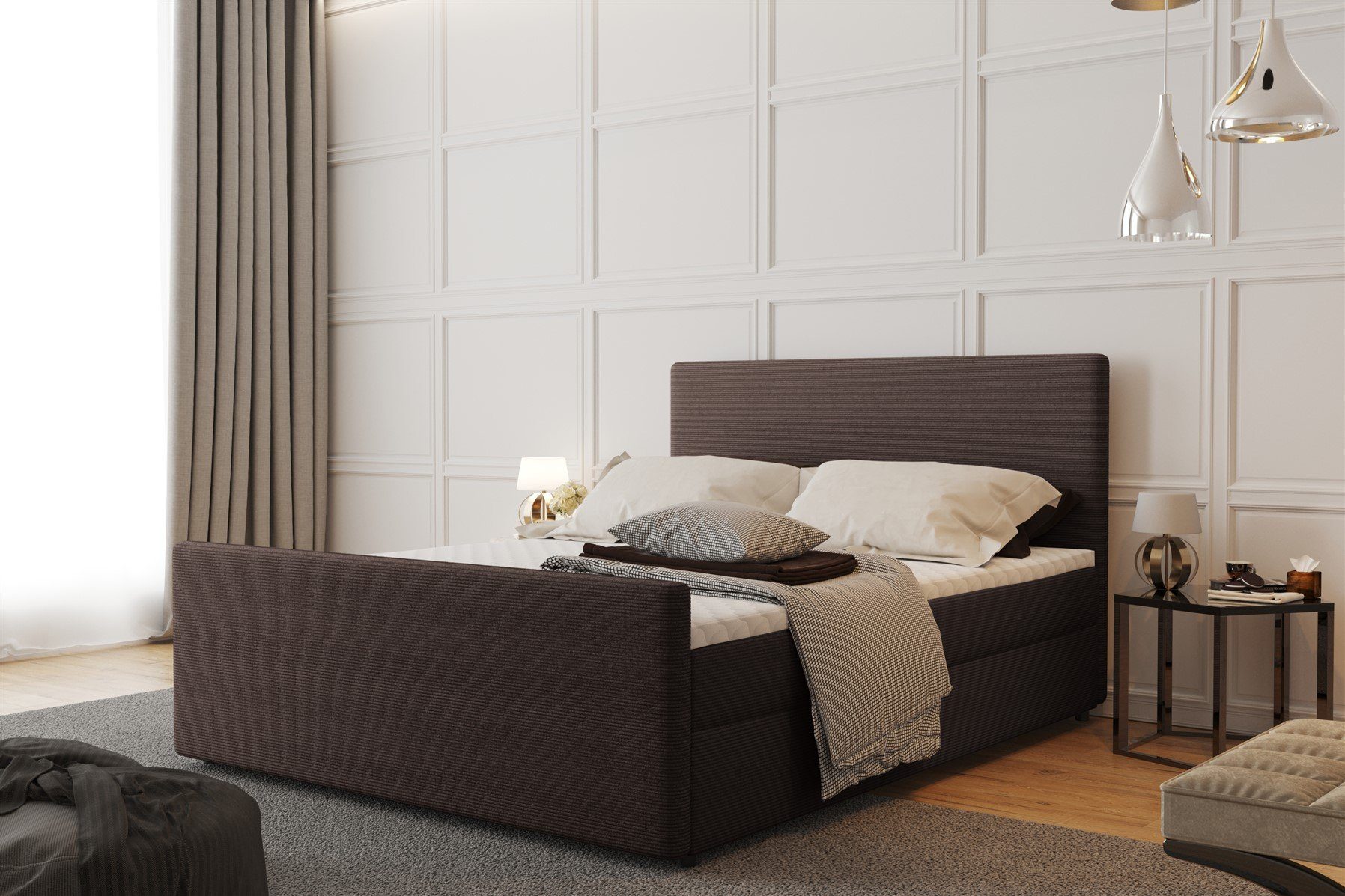 Fun Möbel Boxbett Schlafzimmerbett Caro In Überlänge In Stoff Scala