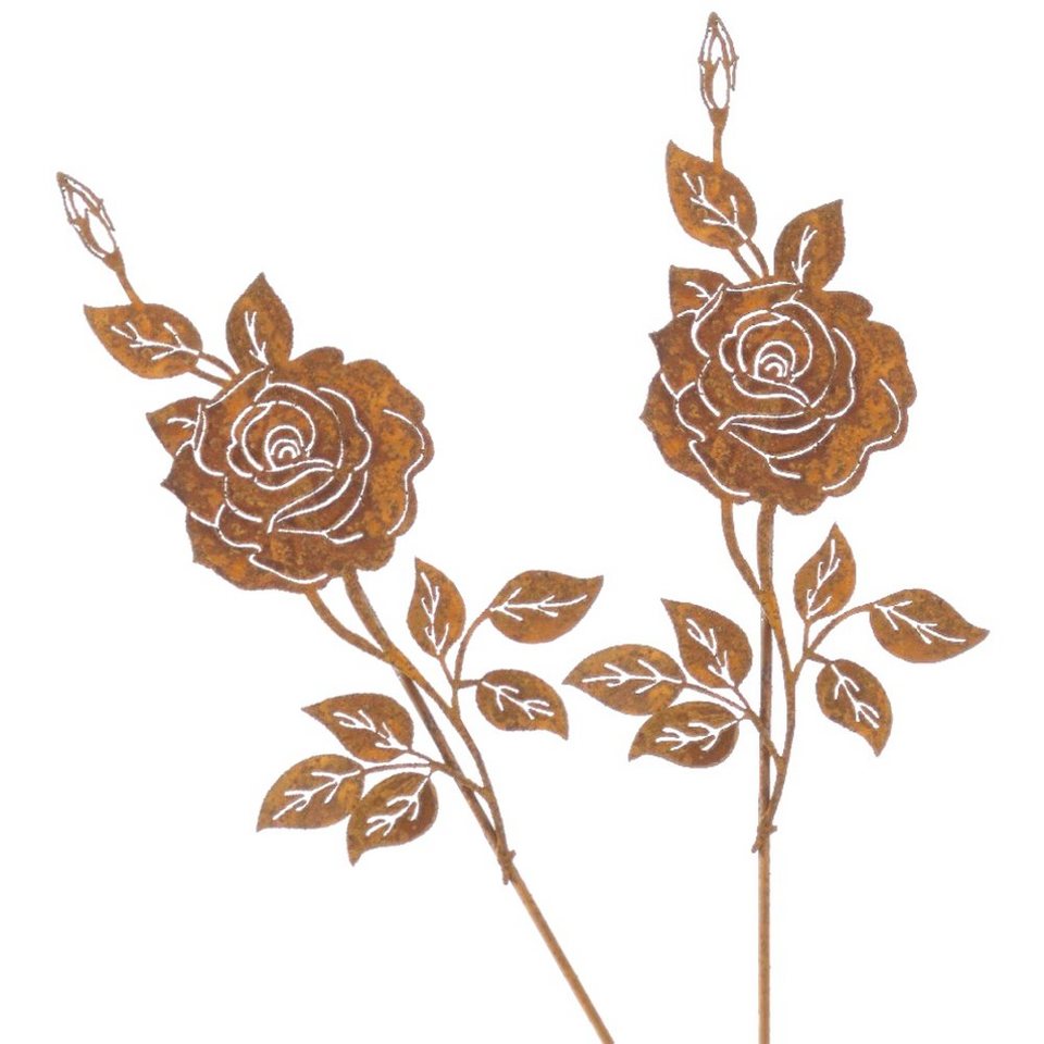 Macosa Home Gartenstecker 2 St Gartenstecker Rose 2er Set Rost Deko