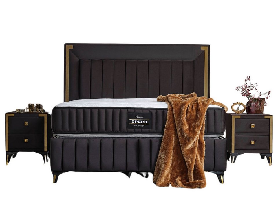 Villa Möbel Boxspringbett Opera Bett Mit Gestepptem Kopfteil In