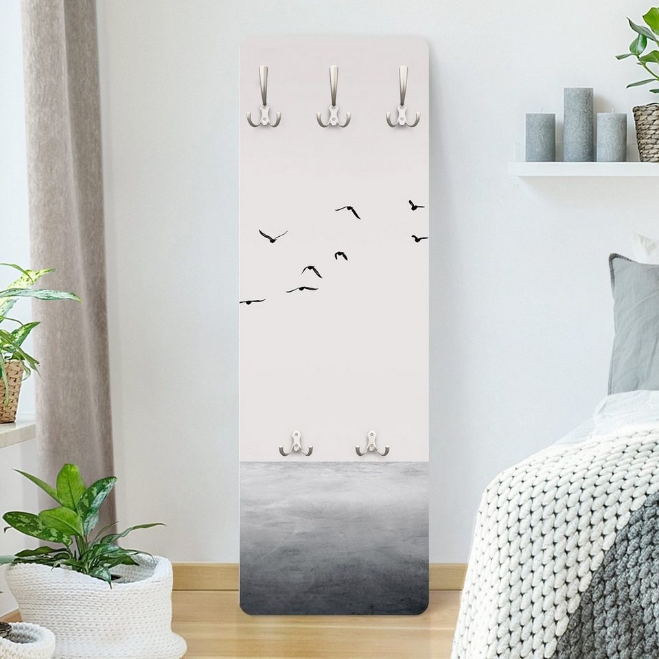 Bilderdepot24 Garderobenpaneel Schwarz Weiß Aquarell Illustration Tiere