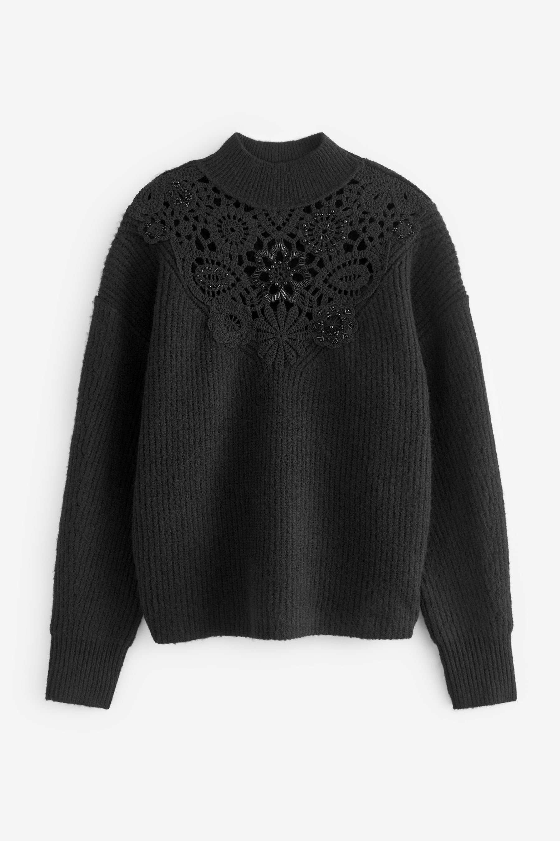 Next Stehkragenpullover Pullover Mit Häkelbesatz Und Verzierung 1 Tlg