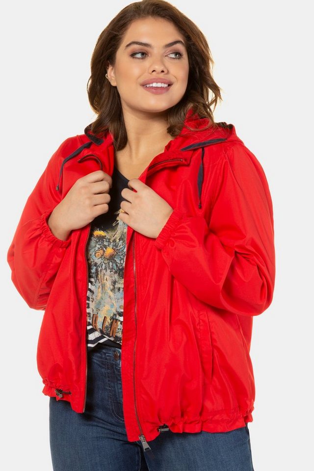 Ulla Popken Outdoorjacke Jacke Kapuze Ripsband Saum Tunnelzug
