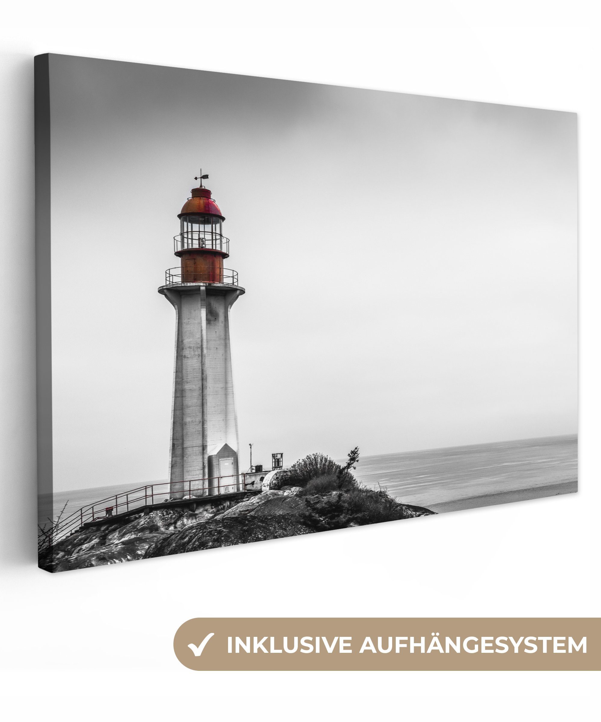 Onemillioncanvasses® Leinwandbild Schwarz Weiß Foto Eines Leuchtturms