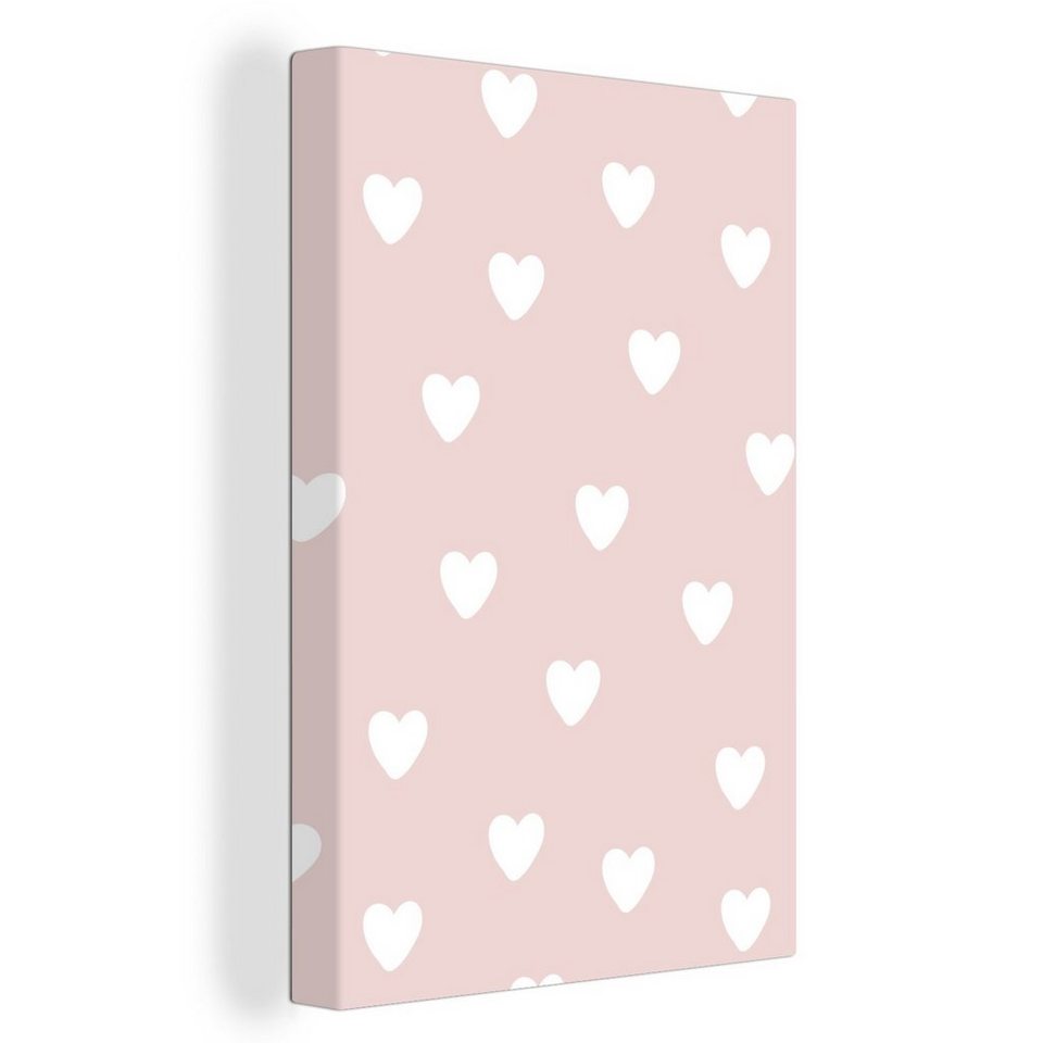 Onemillioncanvasses® Leinwandbild Herz Muster Kinder Rosa