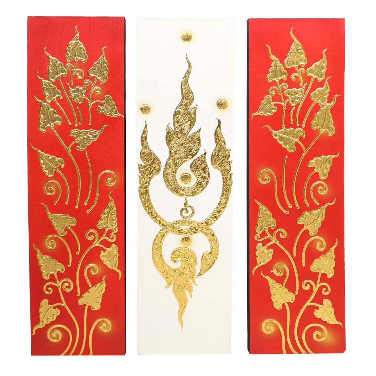 Oriental Galerie Leinwandbild Bild Wand Deko Triptychon 90 cm Nr.21, Abstrakt (3 St), Handarbeit