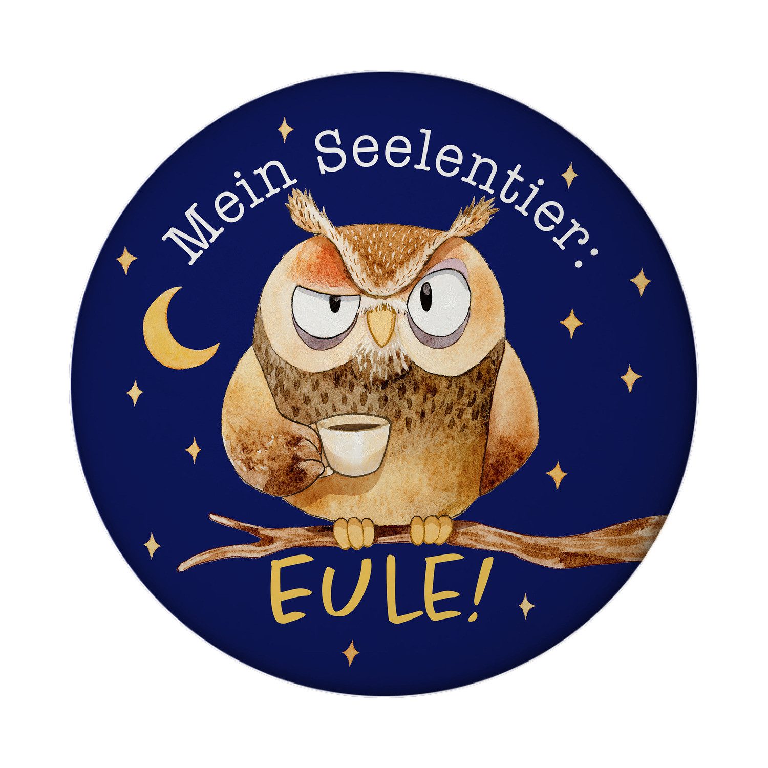 speecheese Magnet Eule Magnet rund rund mit Spruch Mein Seelentier Eule