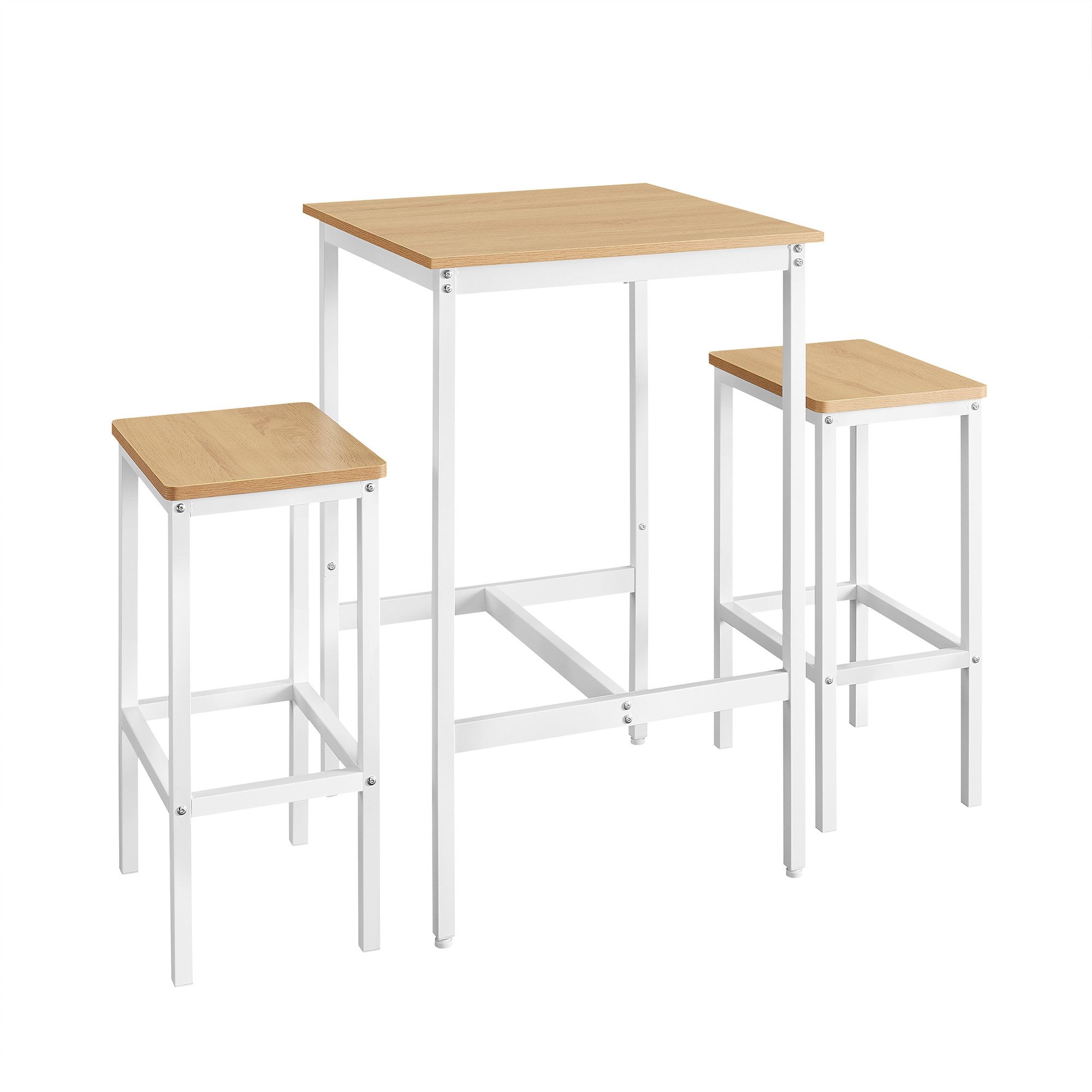 VASAGLE Bartisch Bartisch-Set, Esstisch(60 x 60 x 90 cm) mit 2 ...