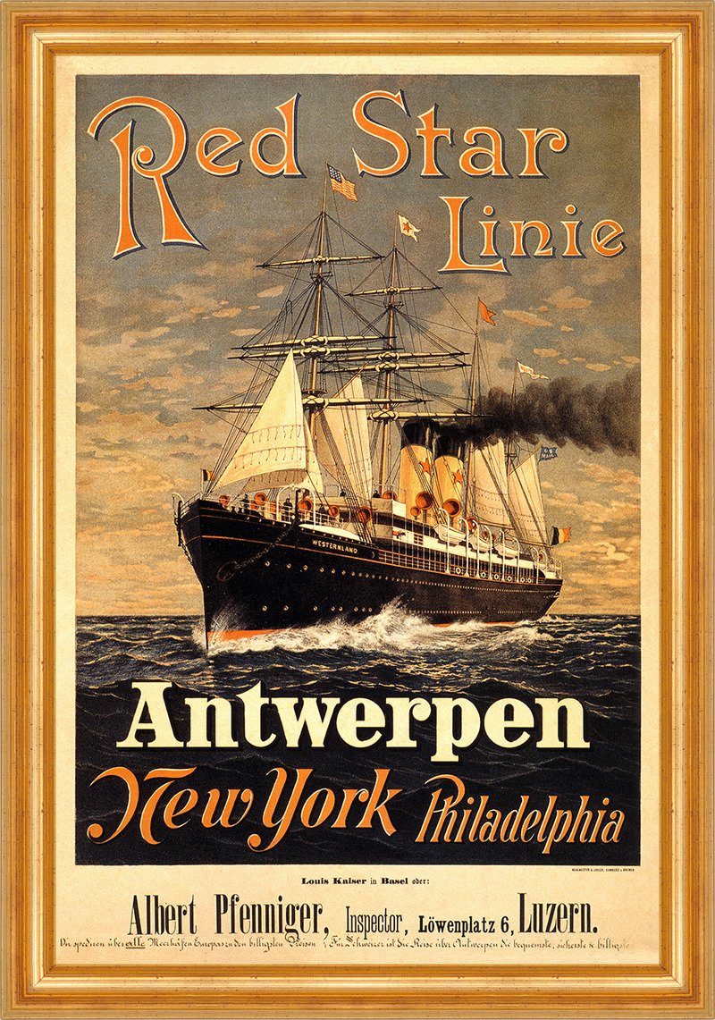 Kunstdruck Red Star Linie Antwerpen New York Philadelphia Dampfer Plakate A3 276, (1 St)