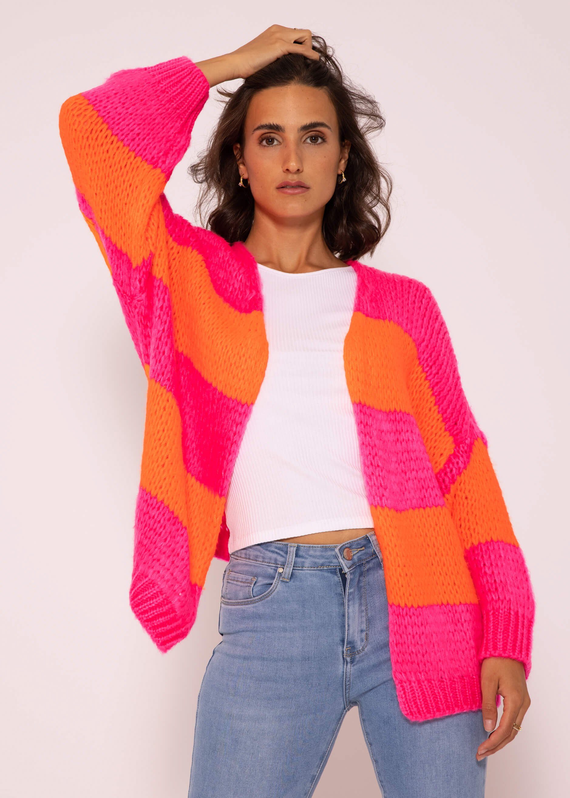 Sassyclassy Cardigan Oversize Strickjacke Damen Aus Weichem Grobstrick