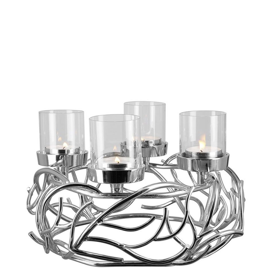 Fink Kerzenständer Fink Adventskranz Ramus Silber H 23cm X D 40cm