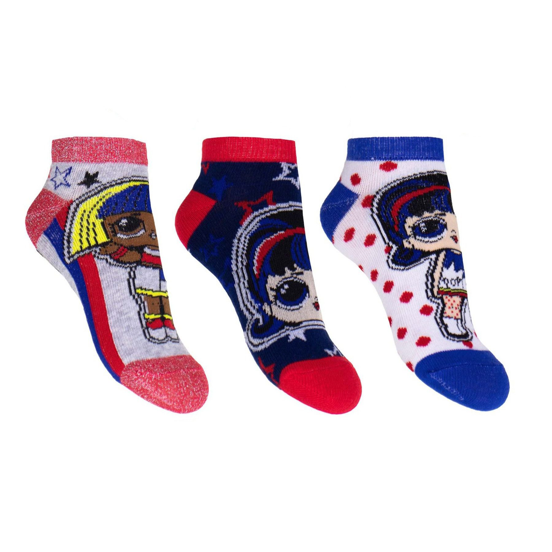 COFI 1453 Feinsöckchen LOL Surprise Socken 3er Pack Sneaker Strümpfe für Mädchen