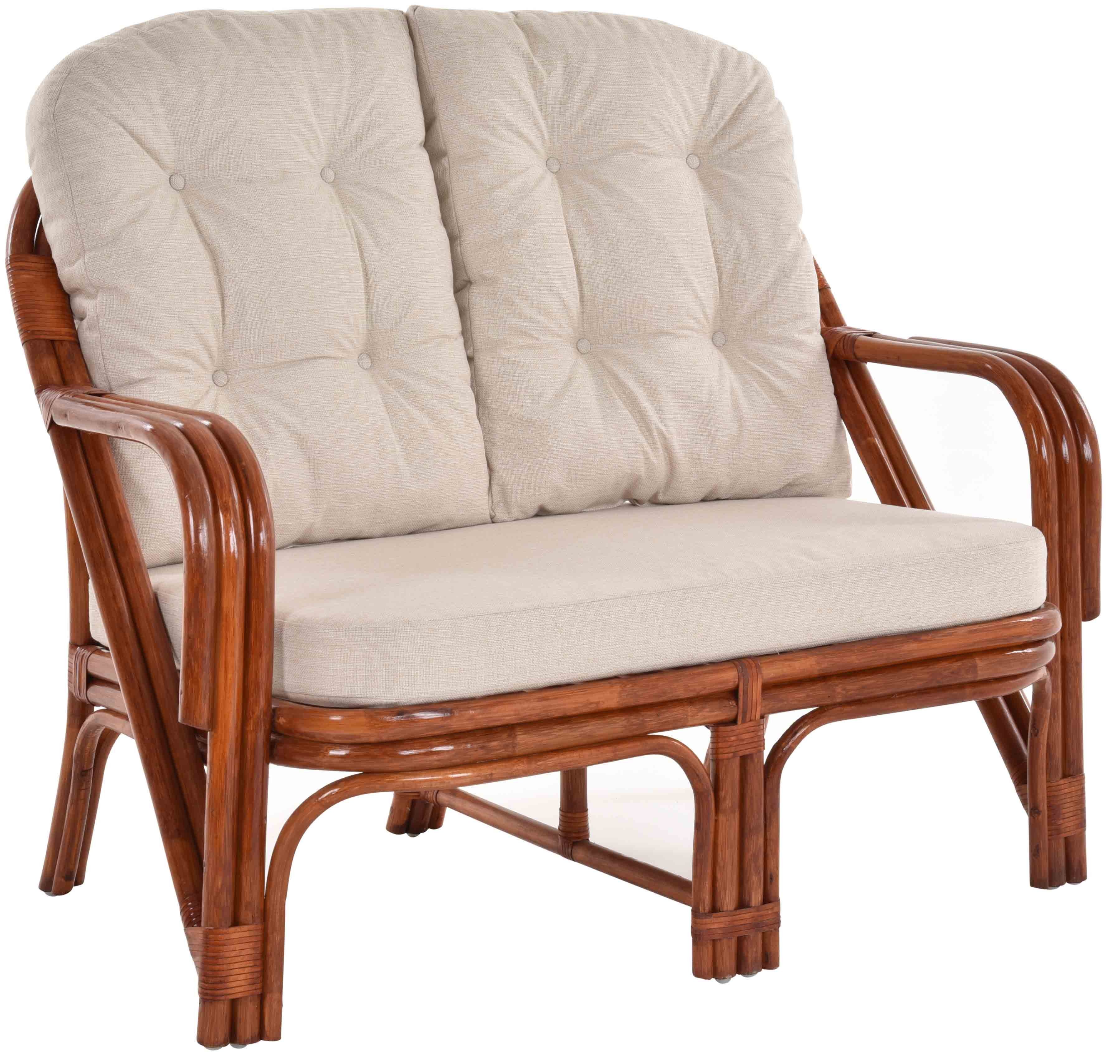 Krines Home 2-Sitzer Rattansofa NIAM Rattan Wintergarten Zweisitzersofa Rattanmöbel Couch ...