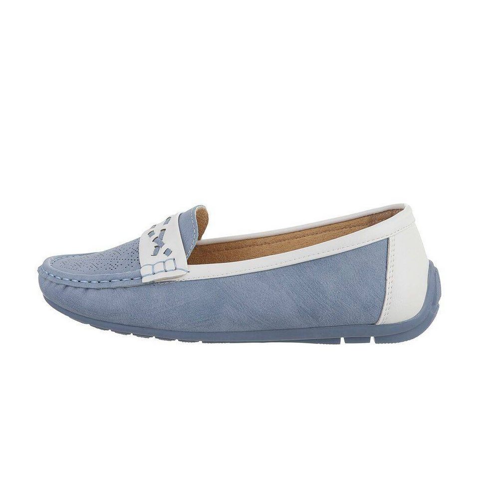 Ital Design Damen Mokassins Freizeit Slipper Flach Mokassins In Blau