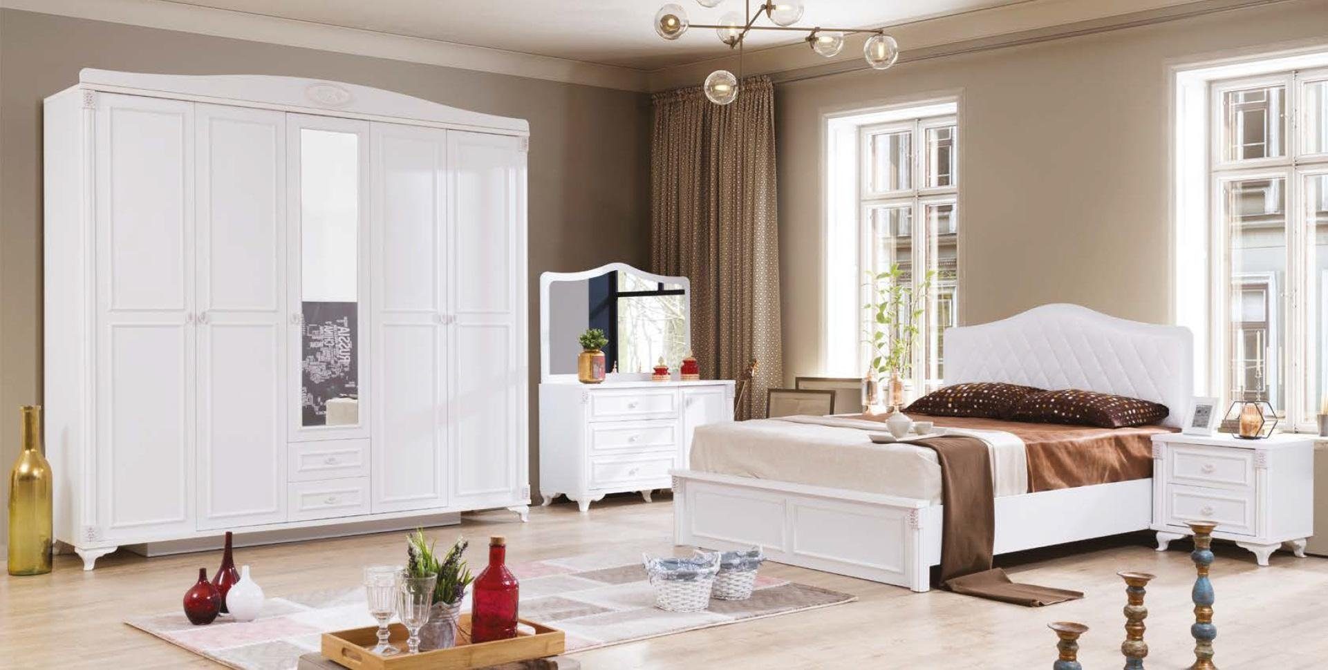 Jvmoebel Schlafzimmer Set Luxus Set 4tlg Bett 2 Nachttische Kommode