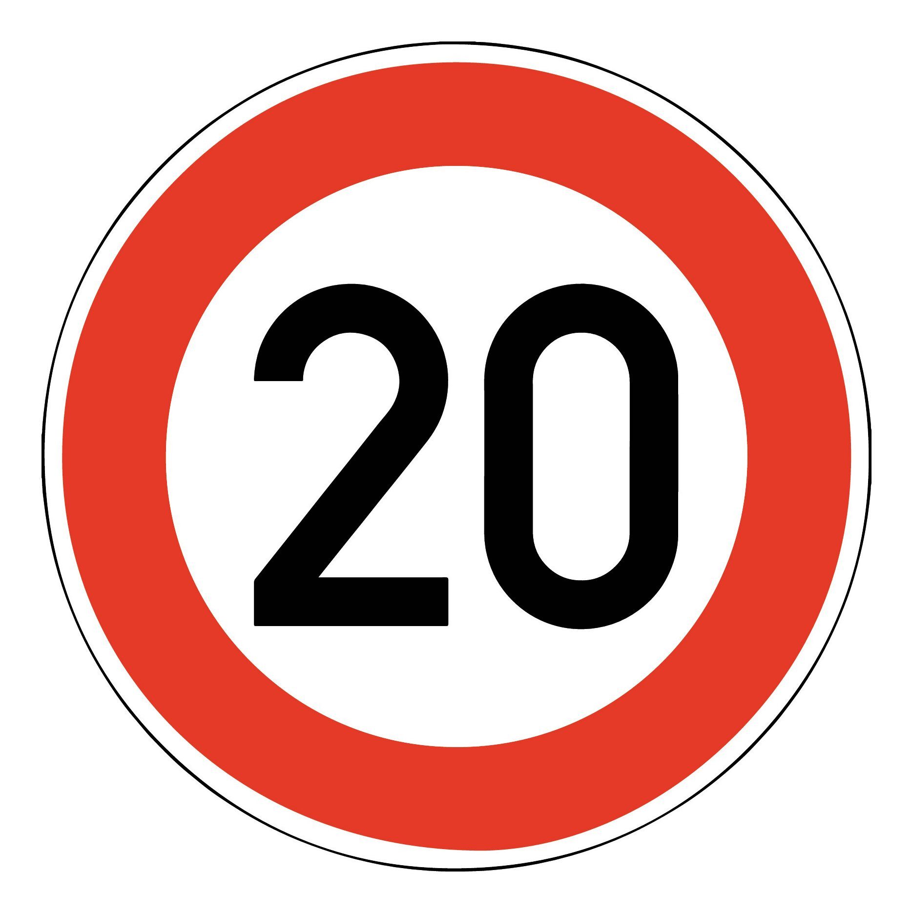 Verkehrsschild, Verkehrszeichen 274-20 Ronde 600 mm 20 km/h RAL ...