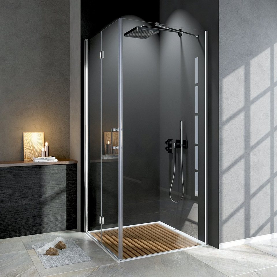 Boromal Eckdusche Eckdusche Duschtür 80x90 Mit Seitenwand Duschkabine