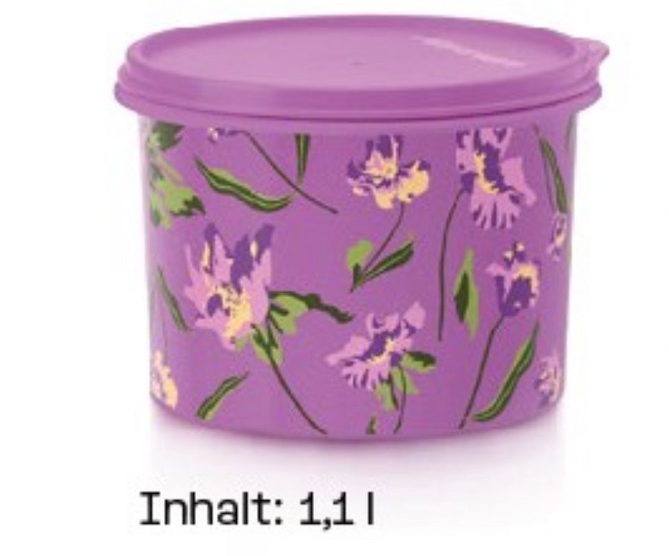 Tupperware Vorratsdose Tupperware Rundix Dose 11 L In Lila Mit Blumen