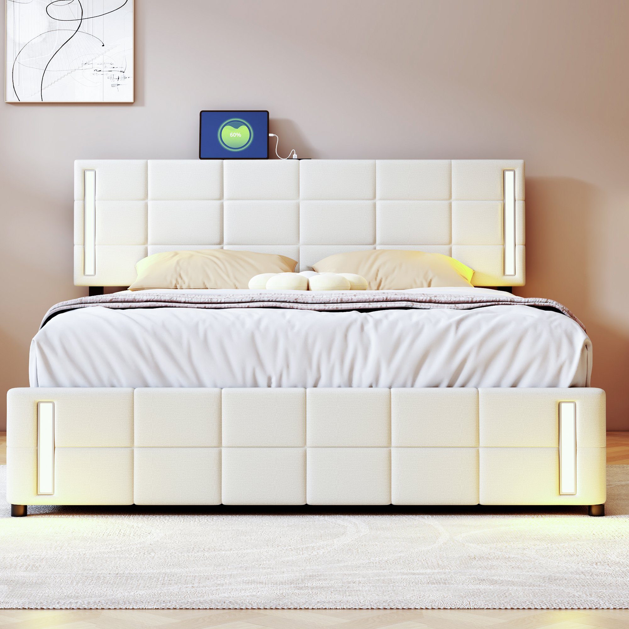 Ulife Polsterbett Einzelbett Jugendbett Gästebett Mit Led