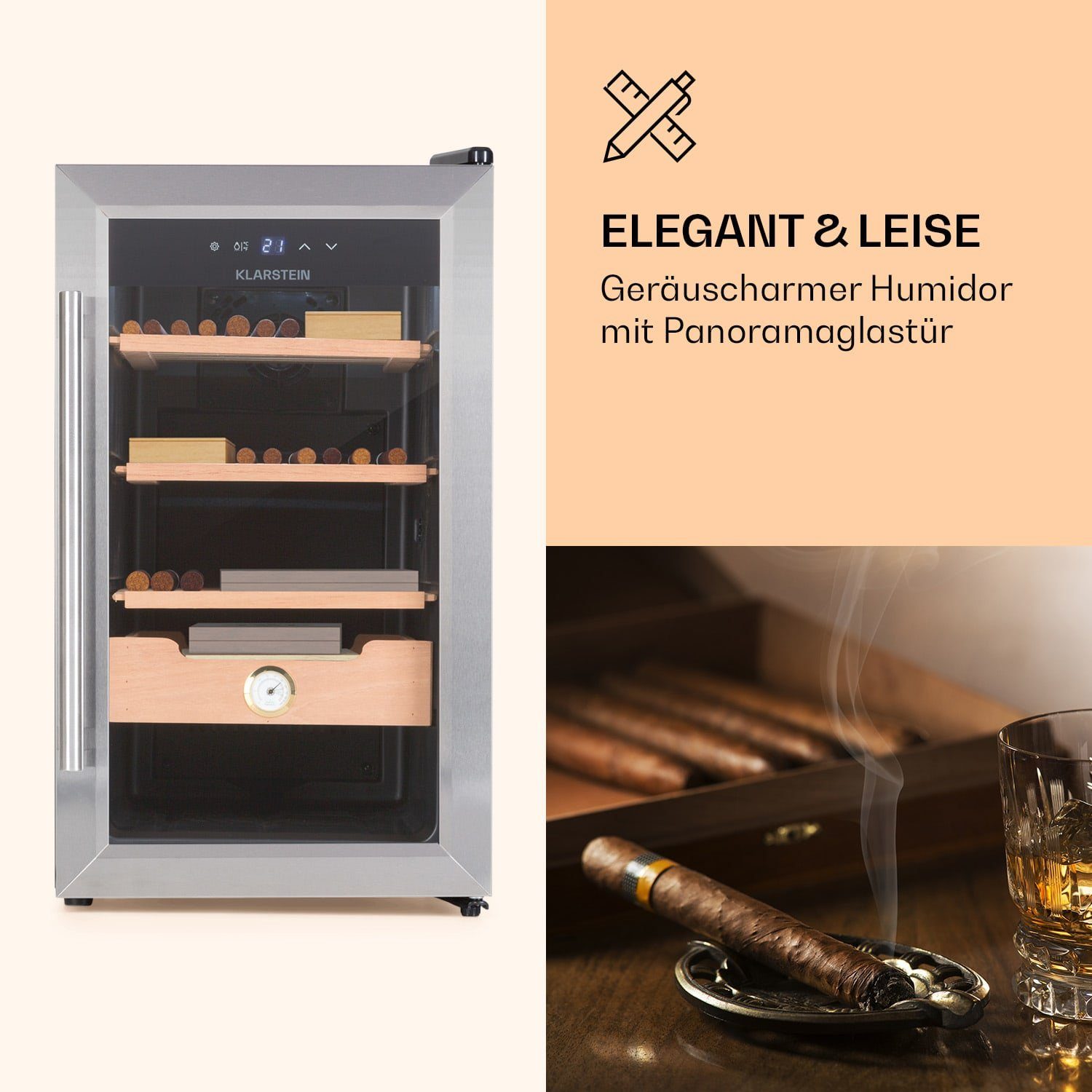 Klarstein Humidor Klarstein El Presidente 48 Zigarren-Humidor, Humidor ...