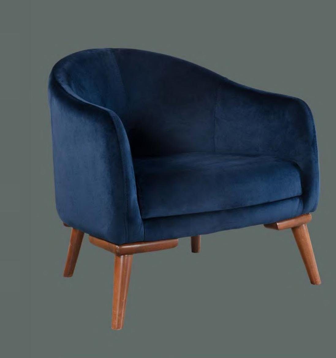 Jvmoebel Sessel Sessel Luxus Designer Blaue Textil 1 Sitzer Polster