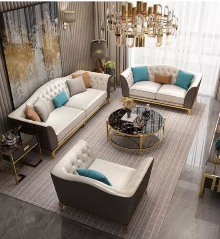 Jvmoebel Wohnzimmer Set Garnitur Couch Leder Sofa Couchen Polster Sitz