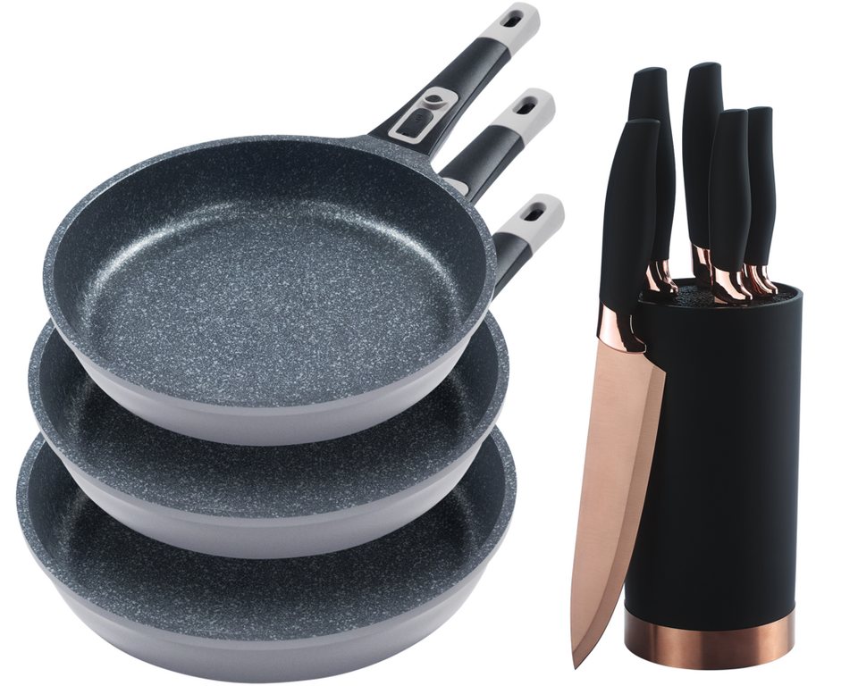 King Pfannen Set Moonscape 3er Inkl Messer Set Aluminiumguss Set