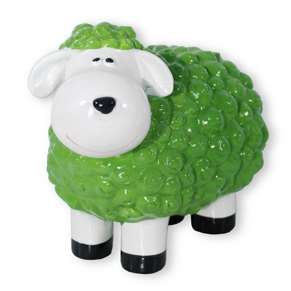 Colourliving Dekofigur Gartenfigur Buntes Deko Schaf Grün Schaf Dekofigur Witzige Deko