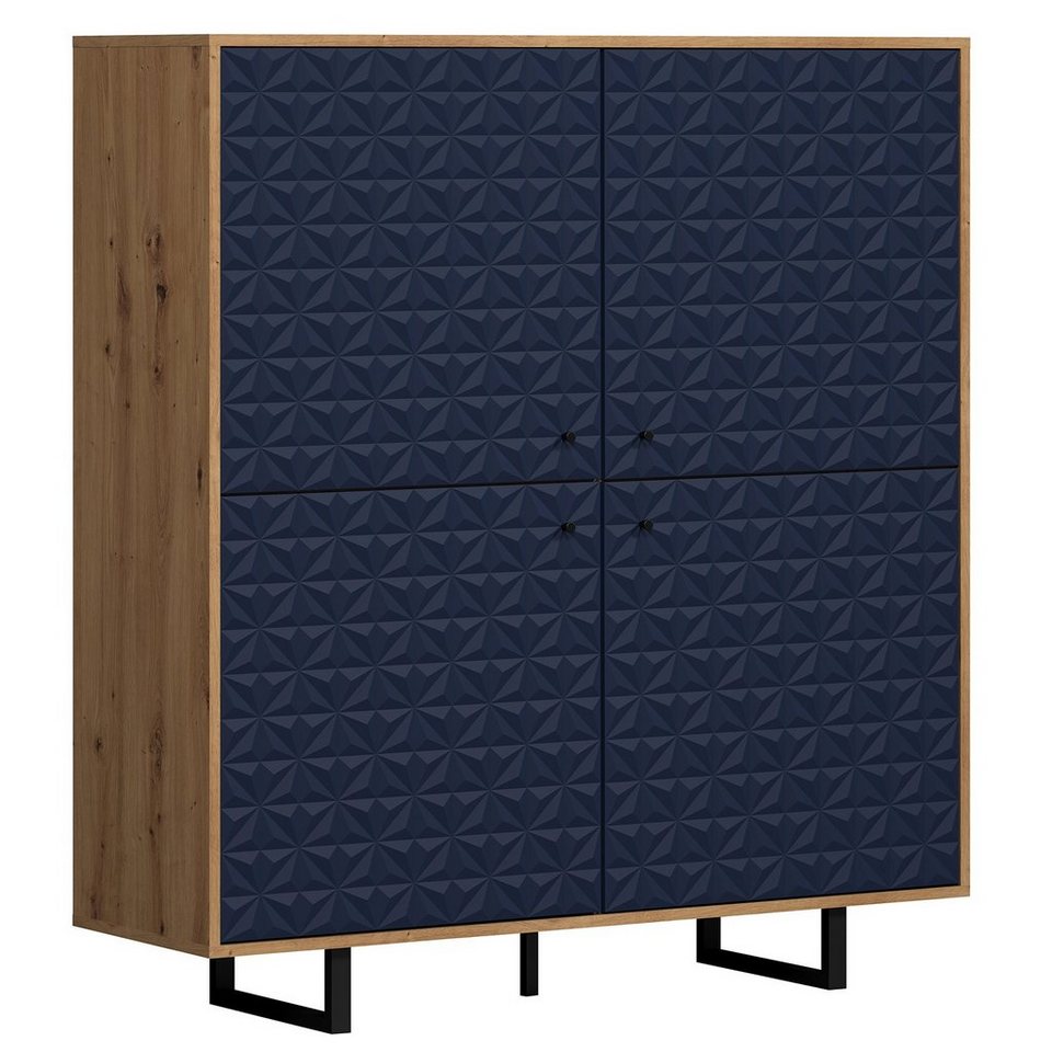 Trendteam Highboard Highboard Sentra Dark Blue Artisan Eiche No Set