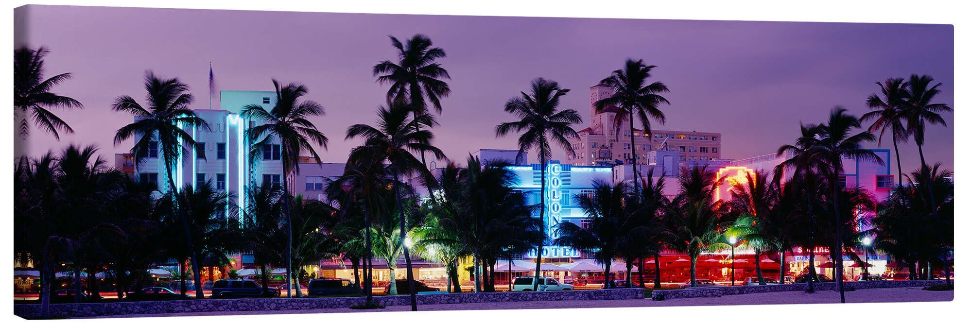 Posterlounge Leinwandbild Panoramic Images Die Lichter Von Miami