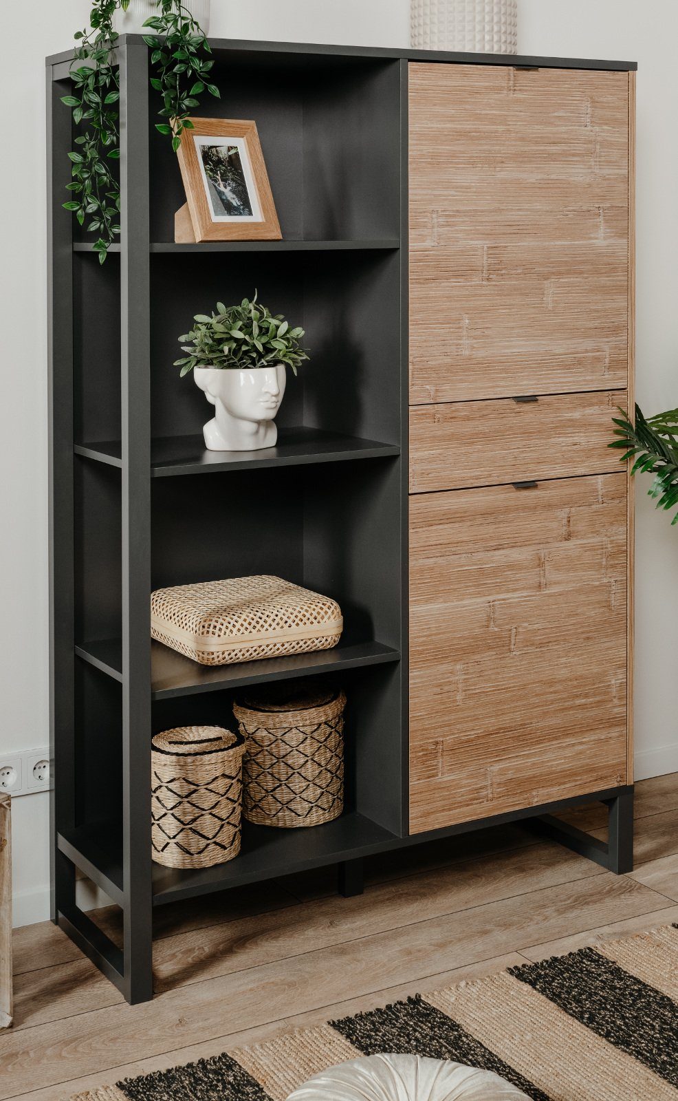 Finori Highboard Sumatra Schrank In Anthrazit Mit 2 Türen Und