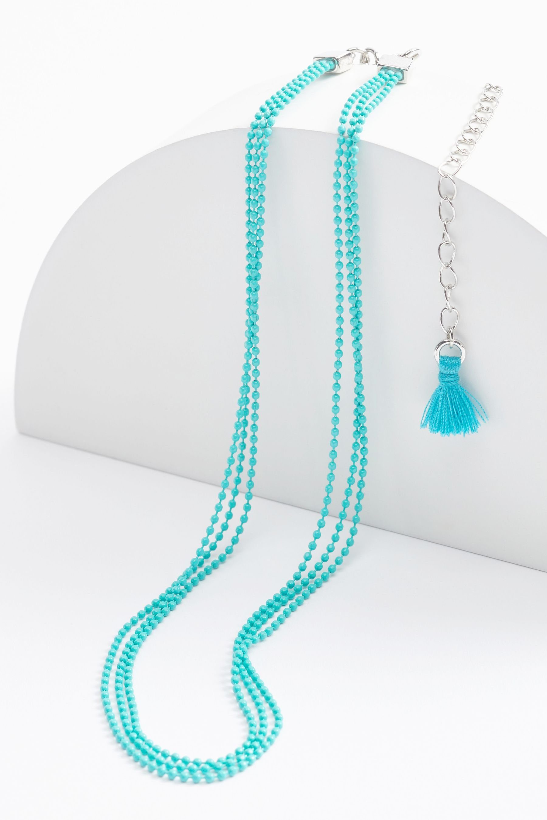 Next Perlenkette Kurze Mehrreihige Choker Kette Mit Quaste 1 Tlg