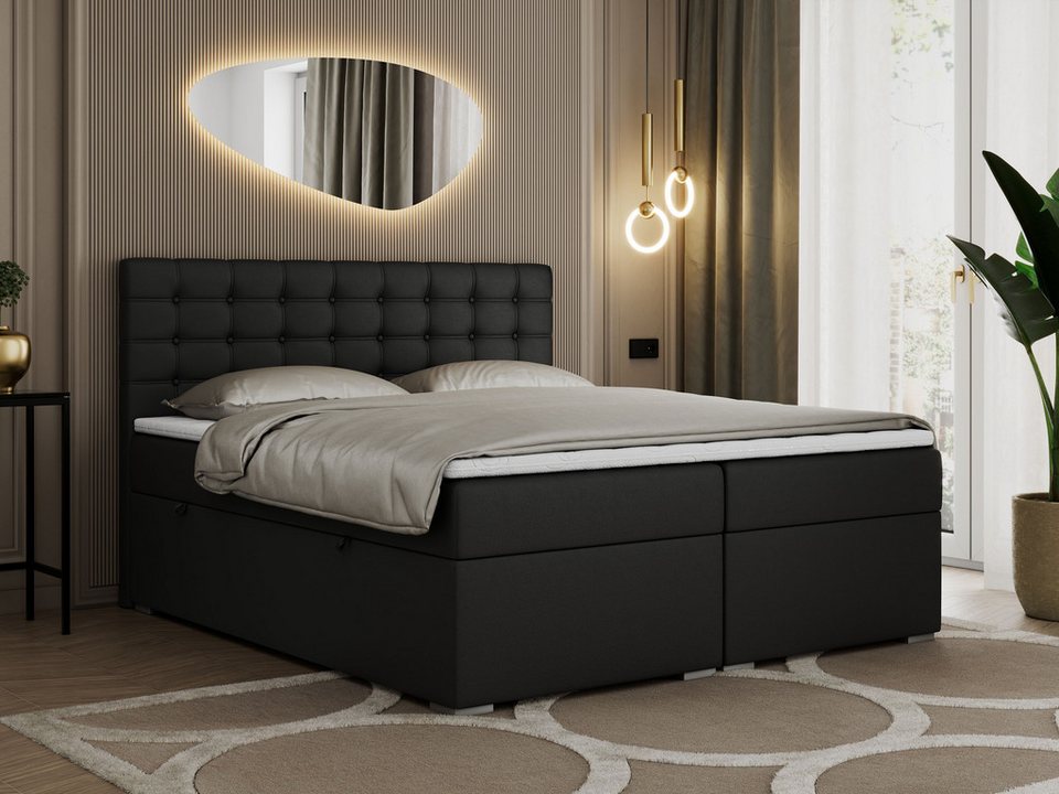 Mks MÖbel Boxspringbett Susan Set Packung H3 Matratze 7 Härtezonen