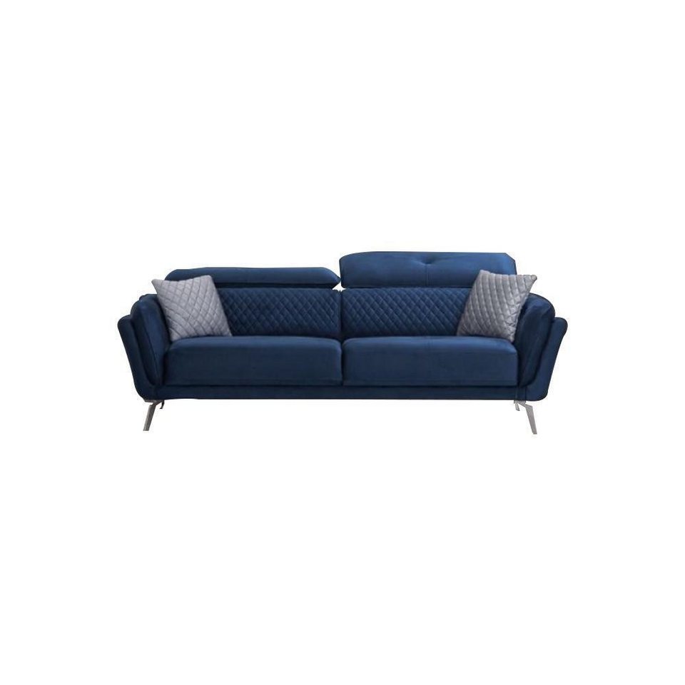 Jvmoebel 3 Sitzer Blaues Textil Sofa Moderner Wohnzimmer Dreisitzer