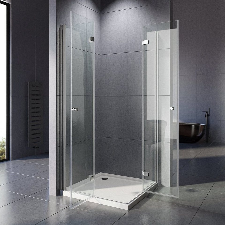 Boromal Eckdusche Eckeinstieg Duschkabine Dusche Falttür Duschwand
