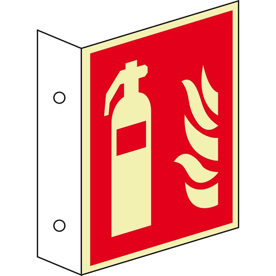 König Werbeanlagen Hinweisschild PERMALIGHT® power Fahnenschild Feuerlöscher, ASR/ISO, Alu ...