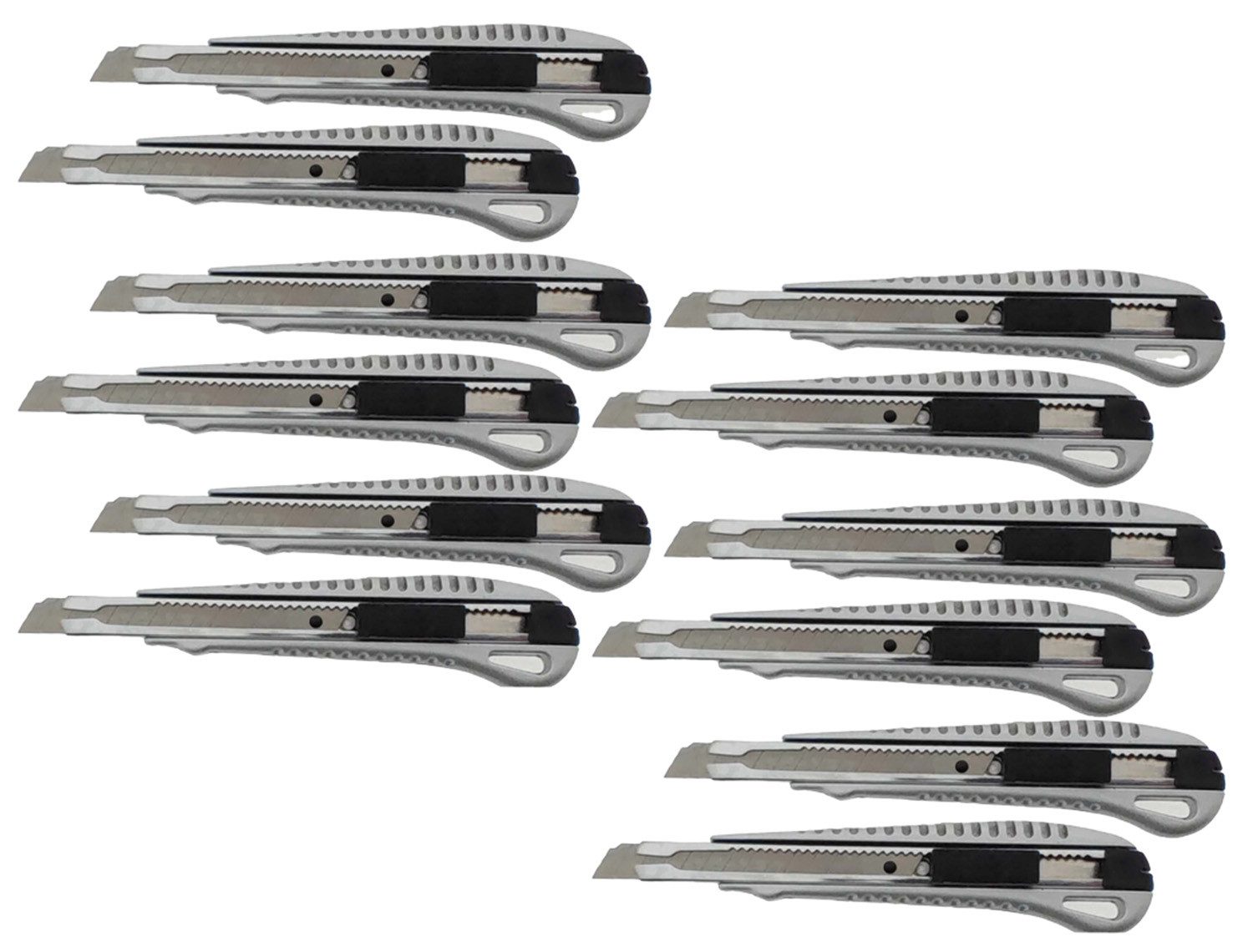 varivendo Cuttermesser 12 x Profi Cuttermesser 9mm Aluminium, (Stück, 12-tlg., Cuttermesser ...