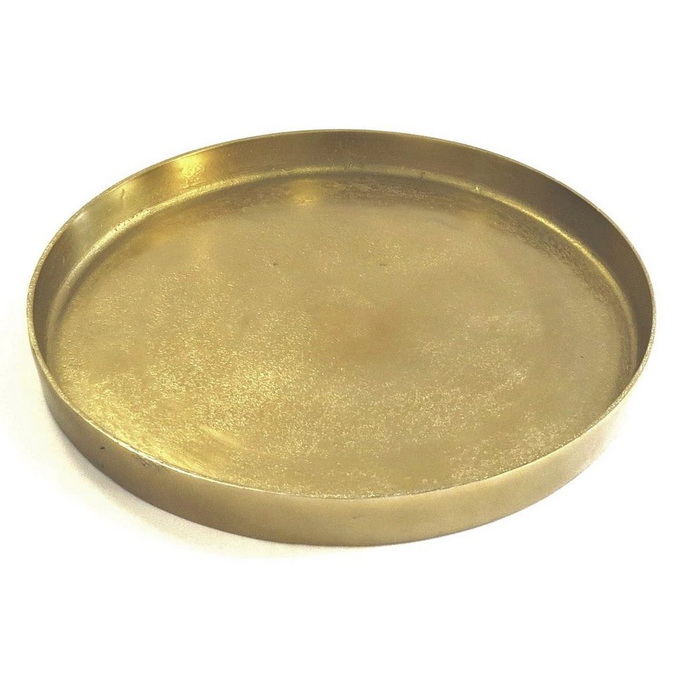 Colmore Dekotablett Deko Tablett Teller Schale Gold Rund Metall Tisch Xl