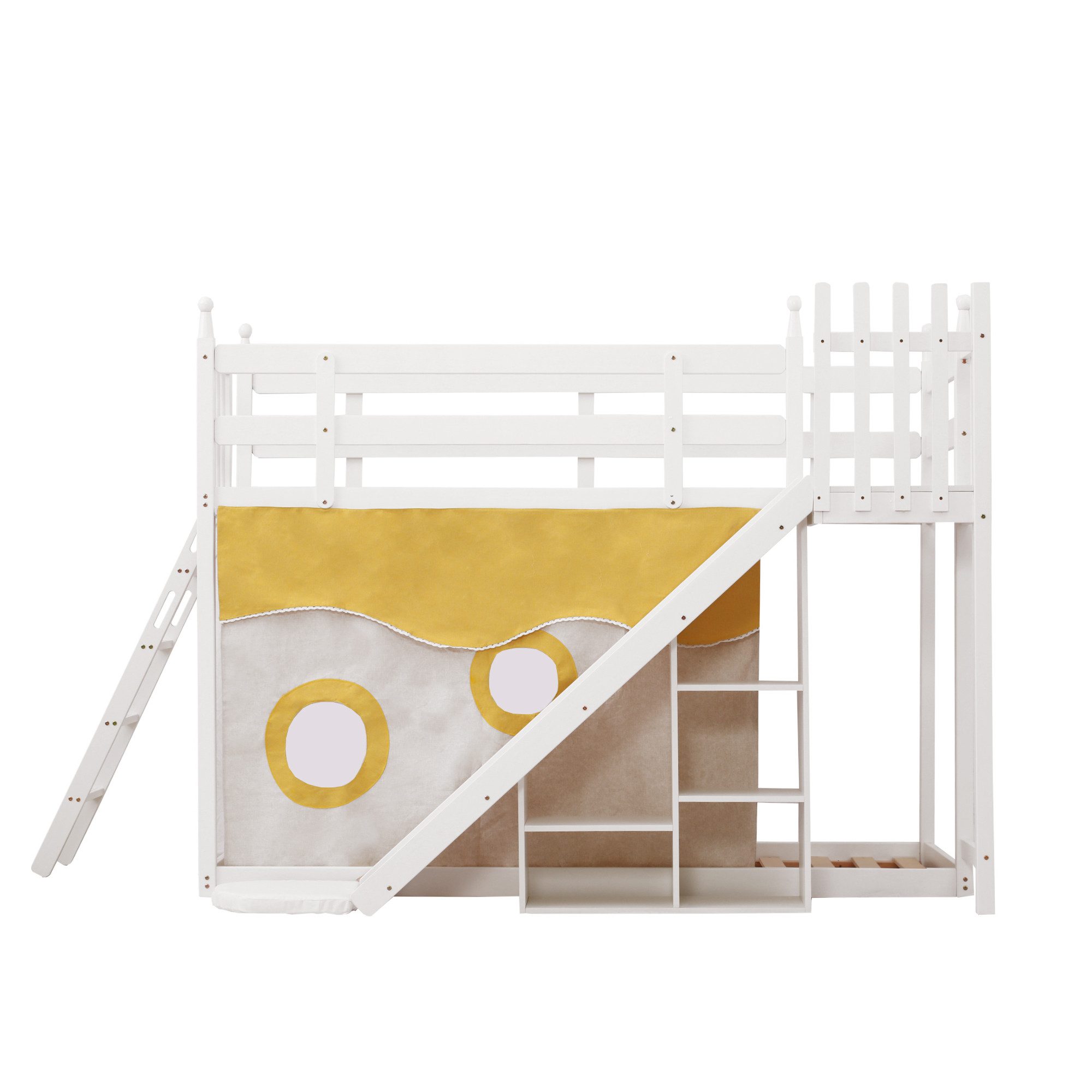 Tongtong Etagenbett Mit Treppe Und Zäune Mit Bettvorhang Rutsche Und