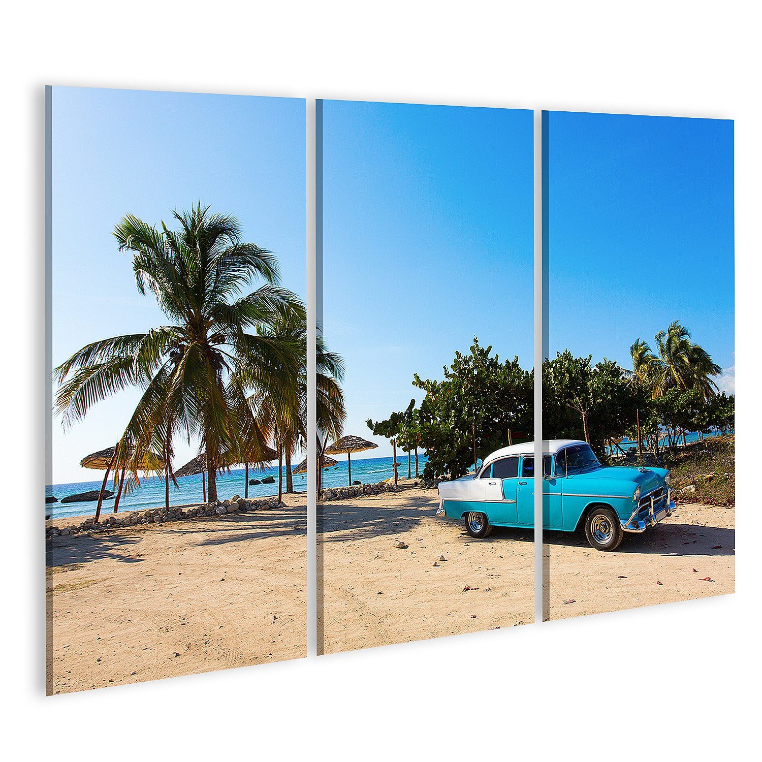 islandburner Leinwandbild Bild auf Leinwand Alter Oldtimer Strand Kuba Wandbild Poster ...