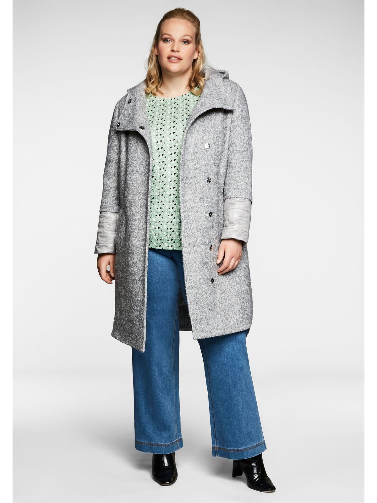 Sheego Trenchcoat Mantel Mit Kapuze In 2 In 1 Optik Und A Linie