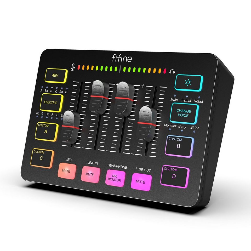 FIFINE Mischpult Gaming Audio Mixer, Streaming RGB PC Mixer mit XLR ... FIFINE Mischpult Gaming Audio Mixer, Streaming RGB PC Mixer mit XLR ...