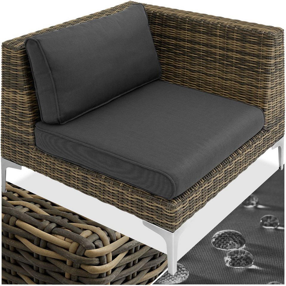 Tectake Sitzgruppe Modulares Rattanset Set Linkes Eckelement Mit