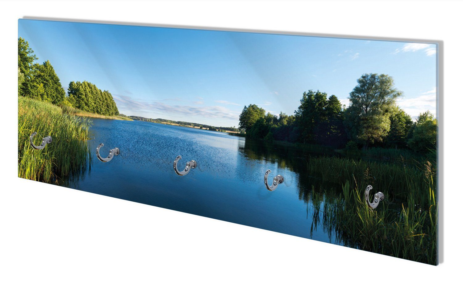 Wallario Wandgarderobe Malerischer See Mit Schilf Unter Blauem Himmel