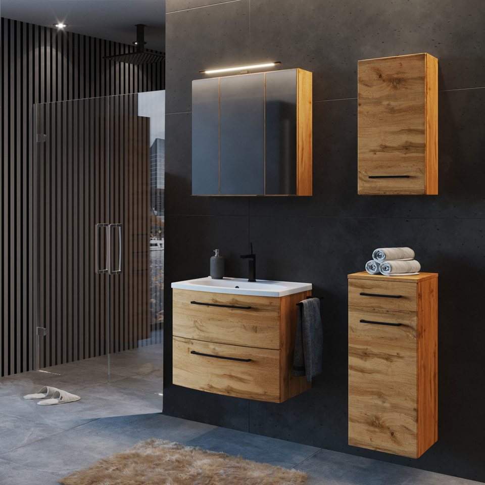 Lomadox Badmöbel Set Spar Set 4 St Mit Spiegelschrank In Wotan