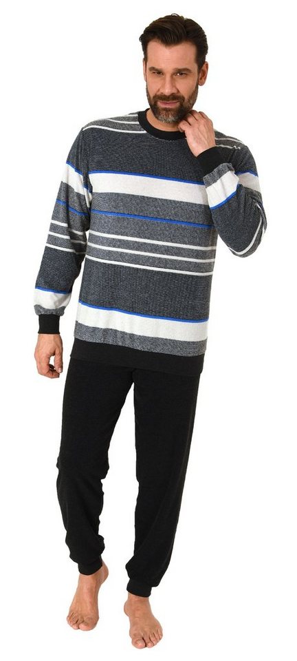 Normann Pyjama Normann Herren Frottee Schlafanzug Lang Mit Bündchen In