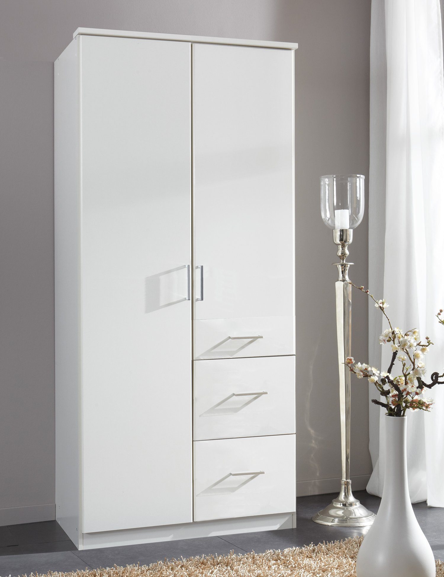 Wimex Drehtürenschrank Click 1 St Mit Schubladen 2 Türig 90cm Weiß