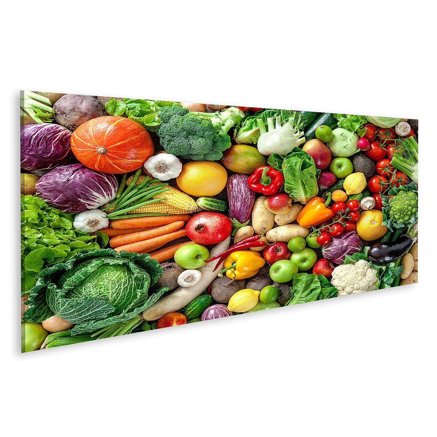 islandburner Leinwandbild Bild auf Leinwand Frisches Obst und Gemüse Küche Wandbild Poster Kunst